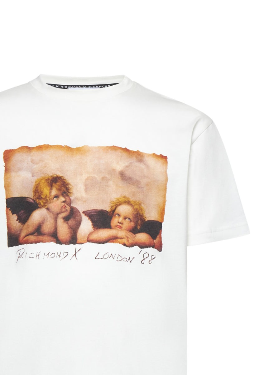 T-shirt RICHMOND X boxy fit stampa bianca – MASCARO
