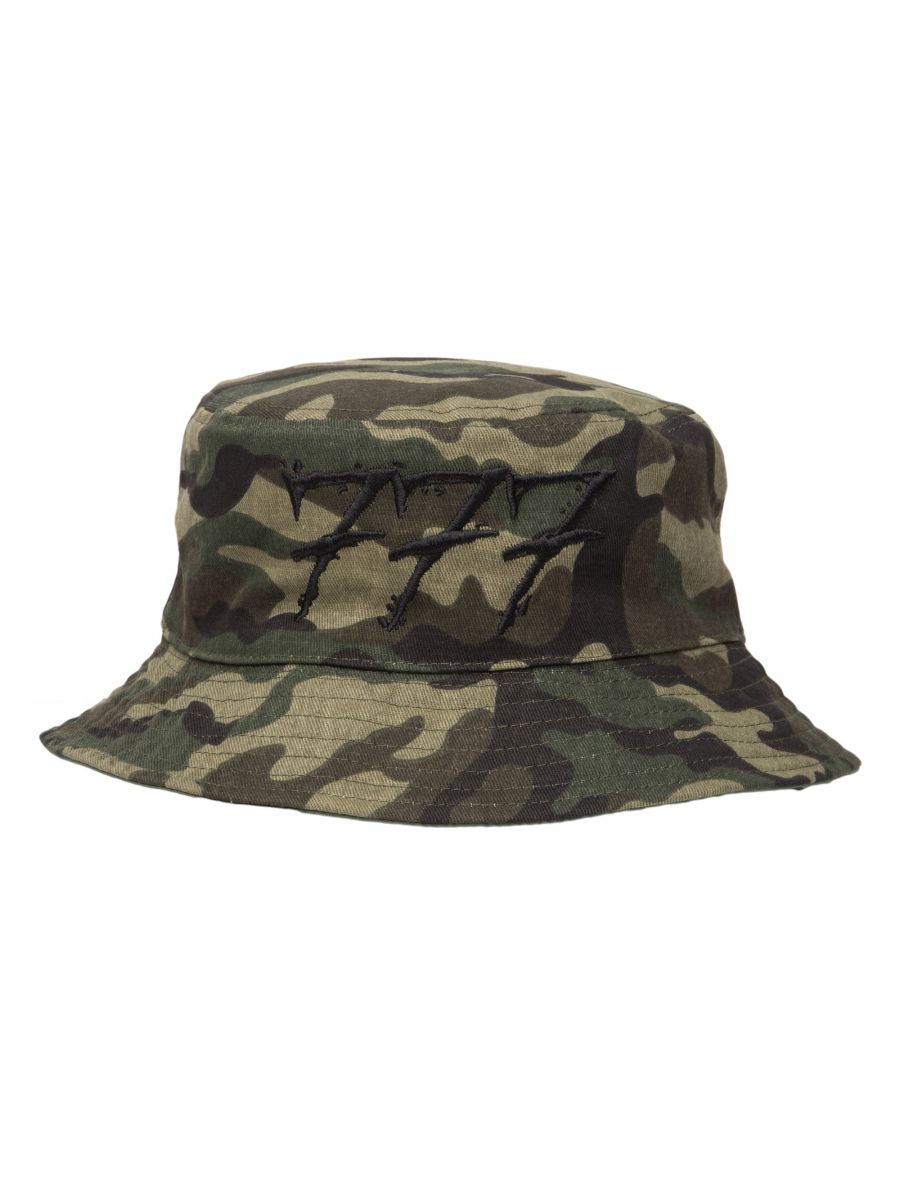 Tony Effe Cappello pescatora TRIPLOSETTE 777 con logo ricamato camoufl ...