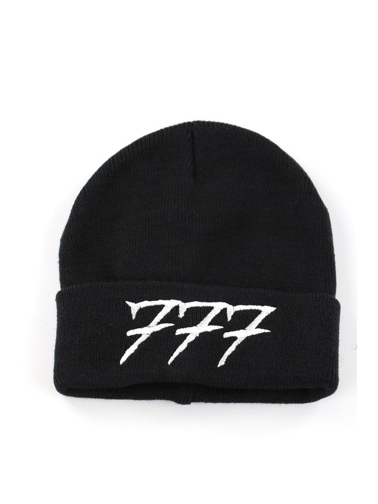 Tony Effe Cappello lana TRIPLOSETTE 777 con Ricamo nero/bianco | nero ...