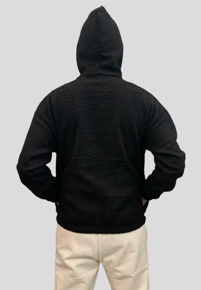 Tony Effe Felpa orsetto TRIPLOSETTE 777 sherpa mezza zip cappuccio mac ...