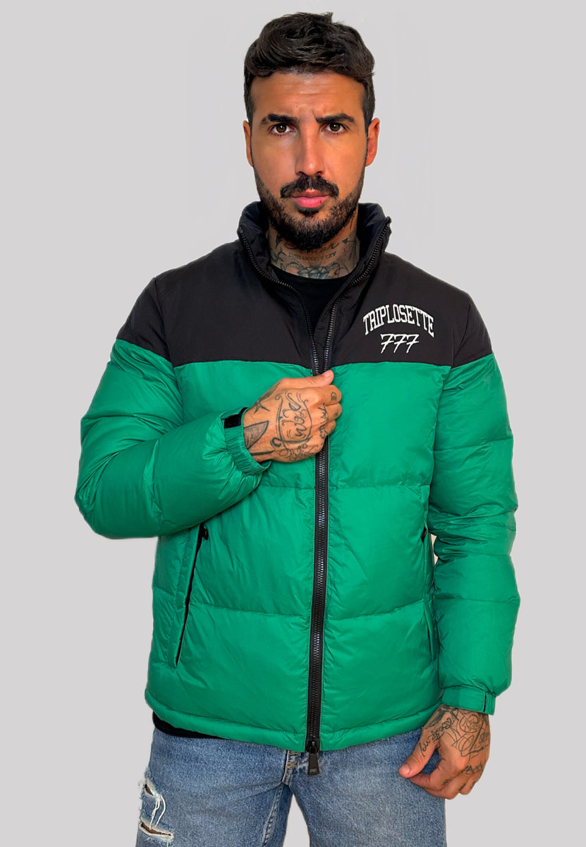 Tony Effe piumino TRIPLOSETTE 777 con ricamo bicolore verde/nero – MASCARO