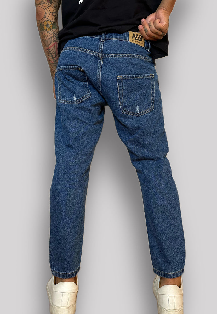 Jeans NJB strappi dsq denim blu scuro – MASCARO